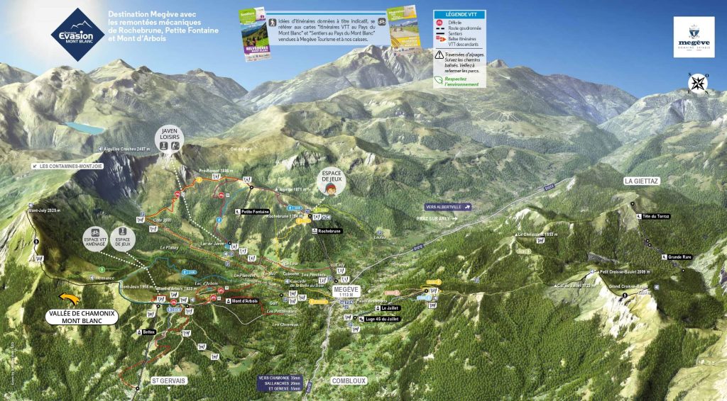 Map of lifts and summer activities - Megève Summer